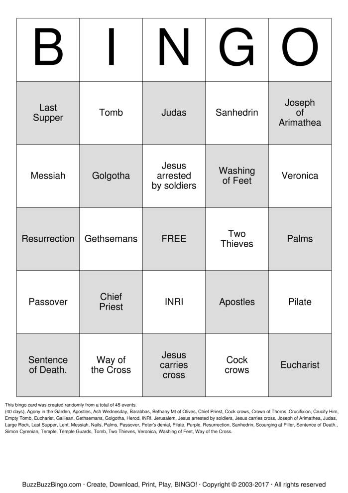 Lent Bingo Cards to Download, Print and Customize!