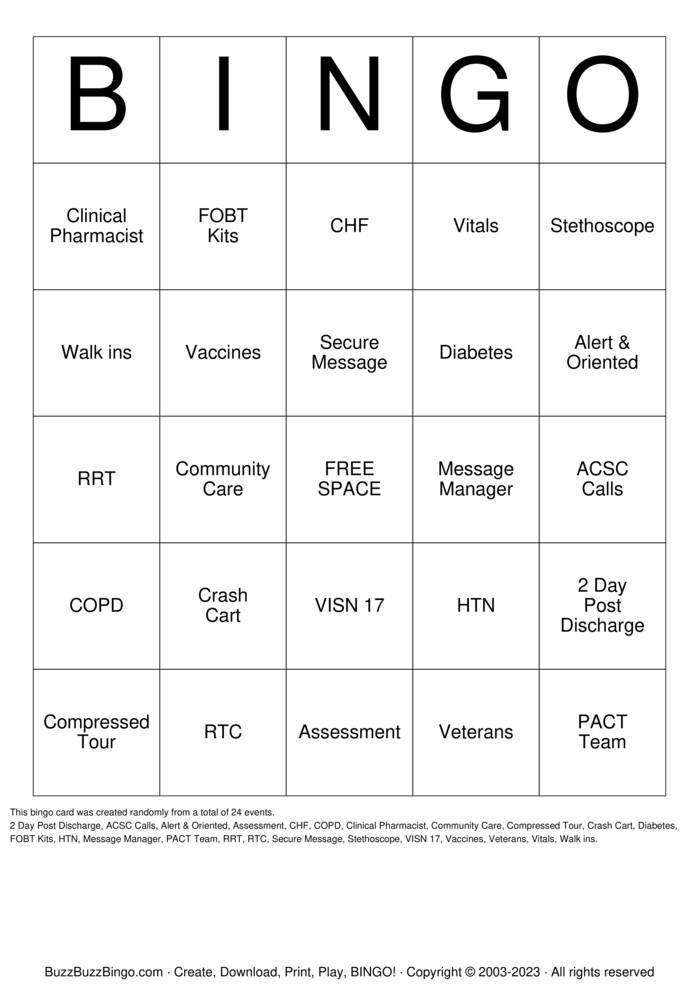 Nurse Bingo Cards to Download, Print and Customize!