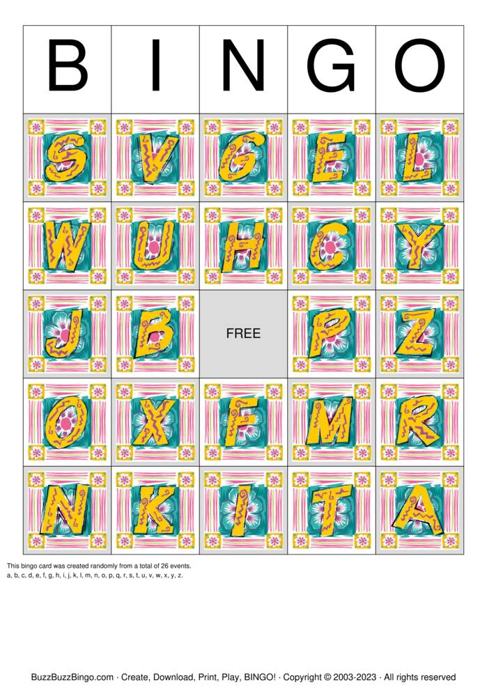 Pink Alphabet Letter Images Bingo Cards to Download, Print and Customize!