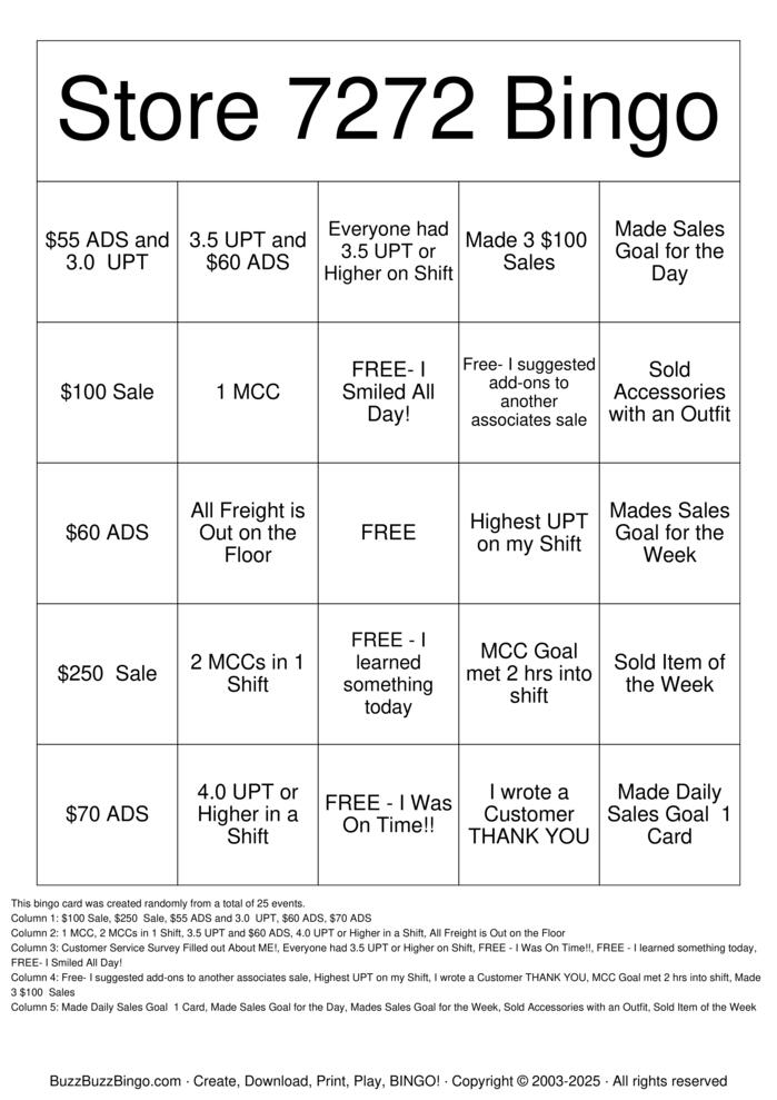 Retail Bingo Cards to Download, Print and Customize!