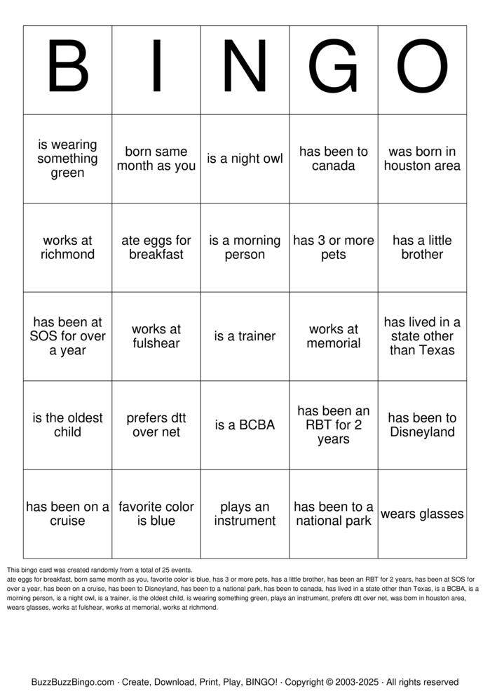 SOS BINGO Bingo Cards to Download, Print and Customize!