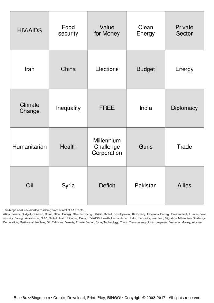 State of the Union 2013 Bingo Cards to Download, Print and Customize!