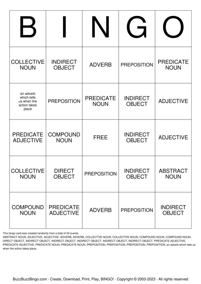 adverb Bingo Cards to Download, Print and Customize!