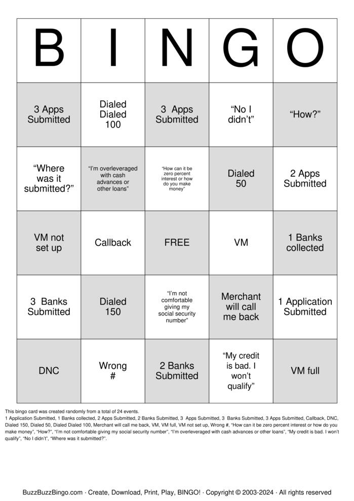Cold Call Blitz Bingo Cards to Download, Print and Customize!