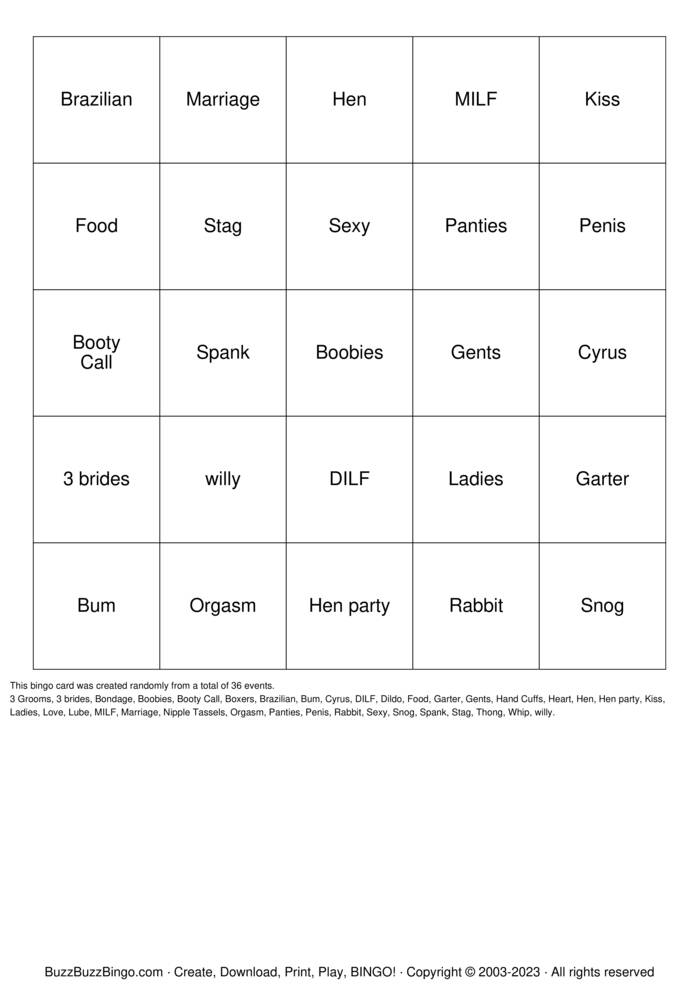 Fayes Hen Party Bingo Cards to Download, Print and Customize!