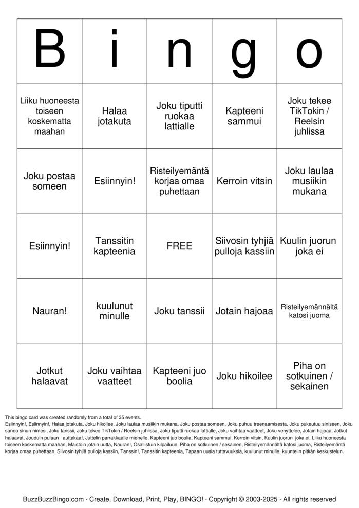 Party Bingo Bingo Cards to Download, Print and Customize!