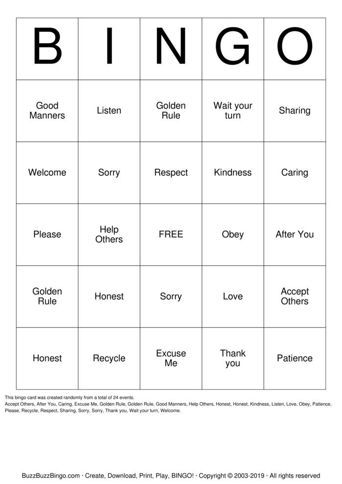Responsible Bingo Cards to Download, Print and Customize!
