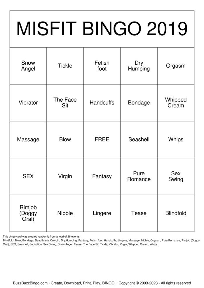 Sex Bingo Cards To Download Print And Customize