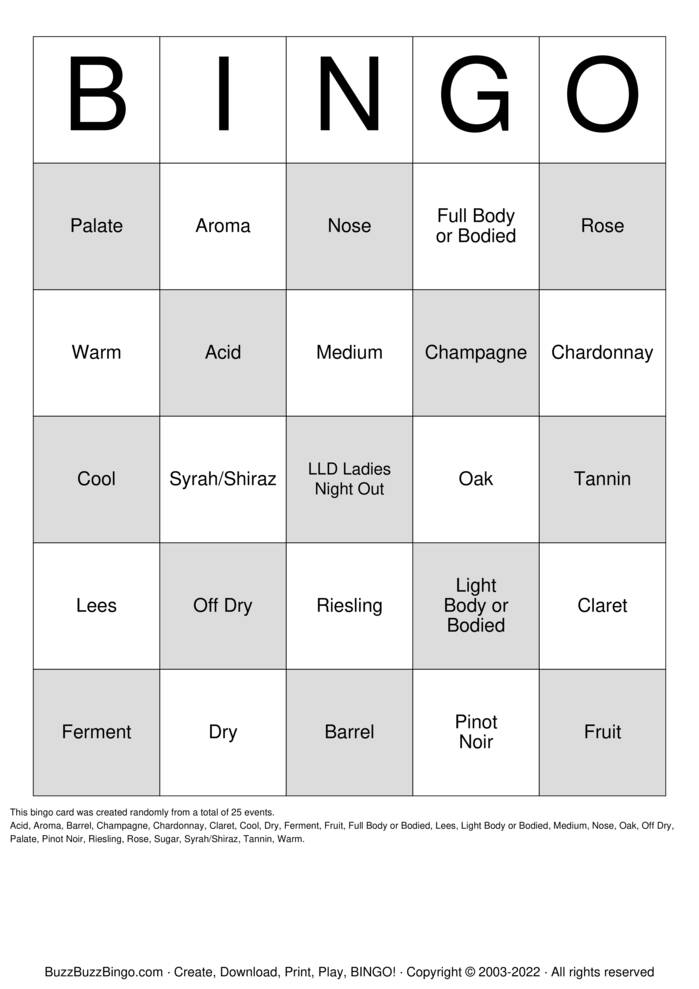 Wine Bingo Cards to Download, Print and Customize!