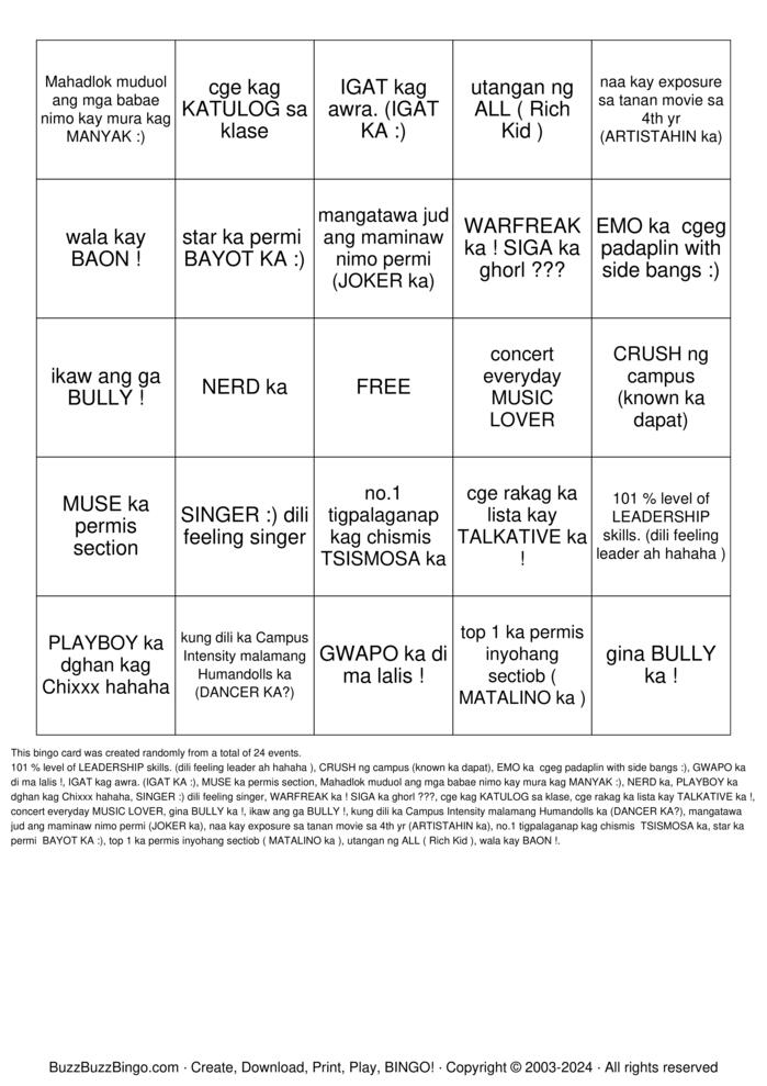 50th Class Reunion Bingo Cards to Download, Print and Customize!