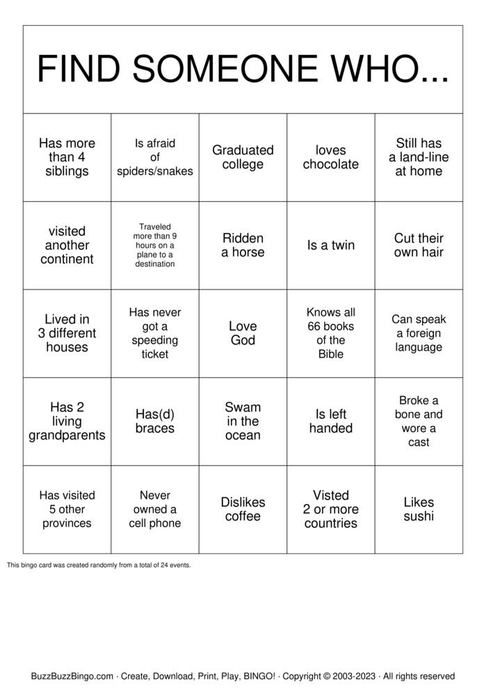 Getting to Know you! Bingo Cards to Download, Print and Customize!