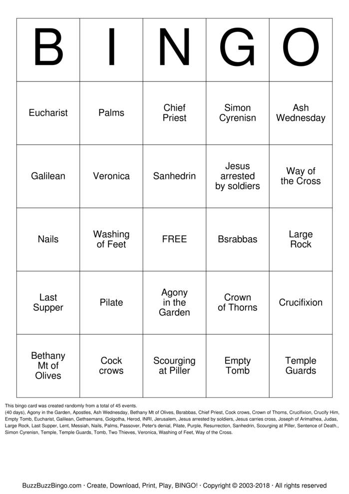 Lent Bingo Cards to Download, Print and Customize!