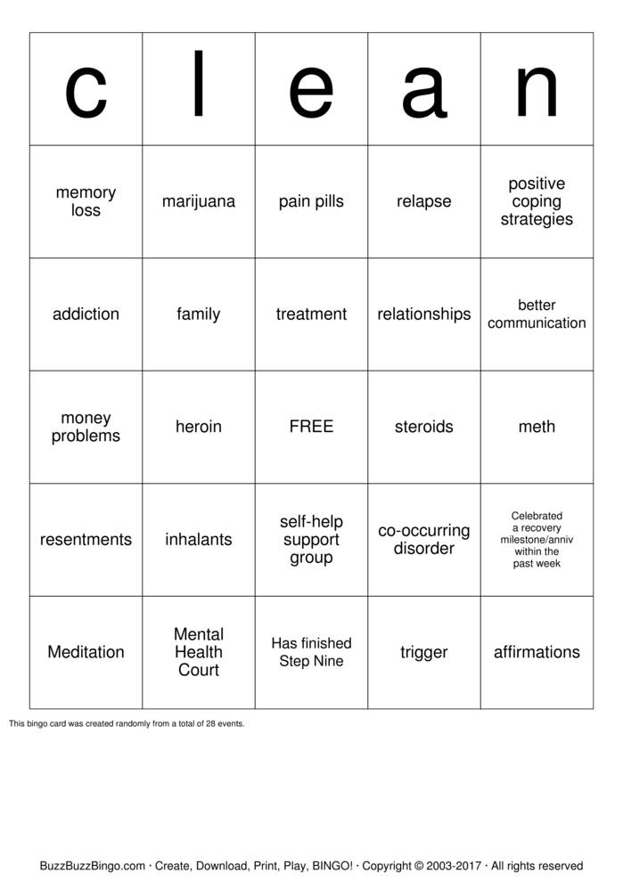 Recovery Bingo Cards To Download Print And Customize recovery-bingo-cards-to-download-print-and-customize