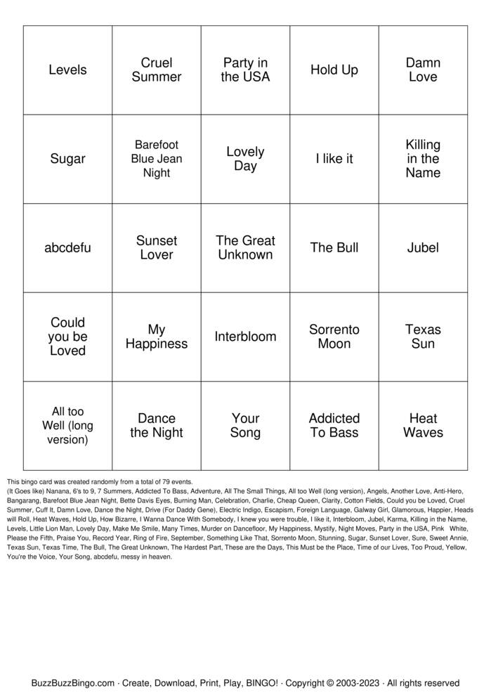 SINGO Bingo Cards to Download, Print and Customize!