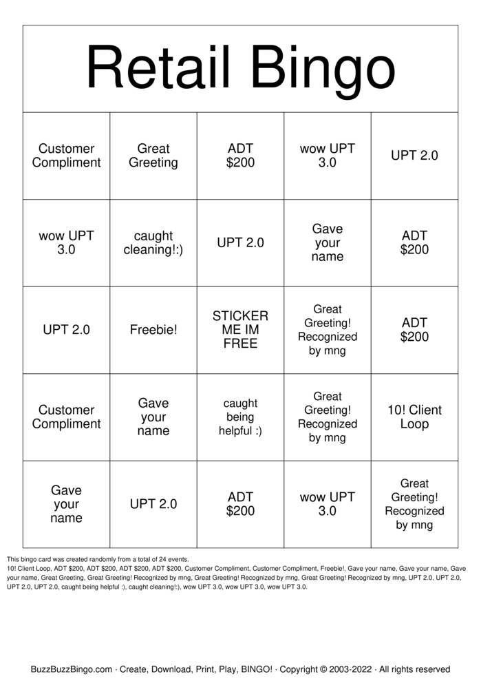 Store 3703 Bingo Bingo Cards to Download, Print and Customize!