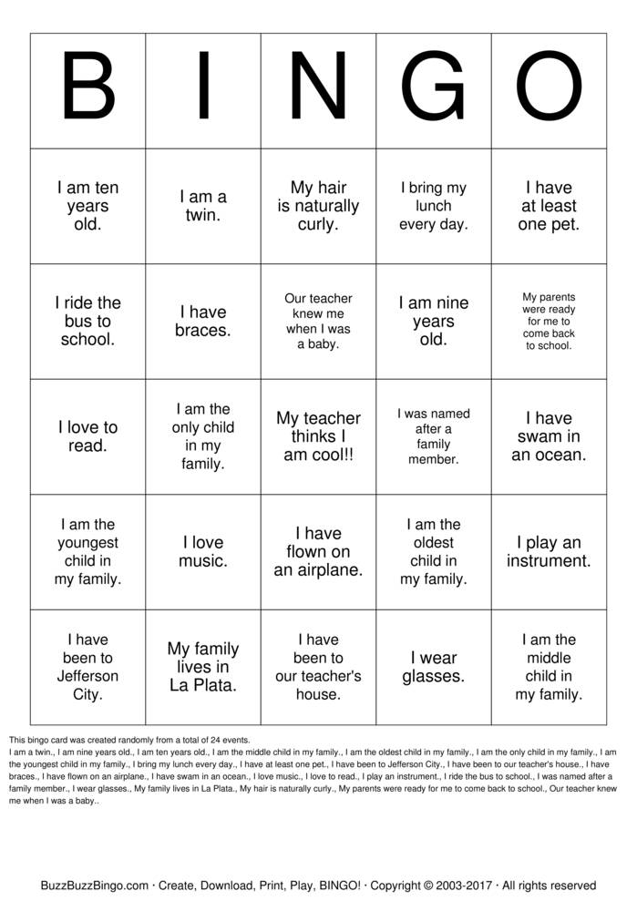 Classmate Bingo Bingo Cards to Download, Print and Customize!