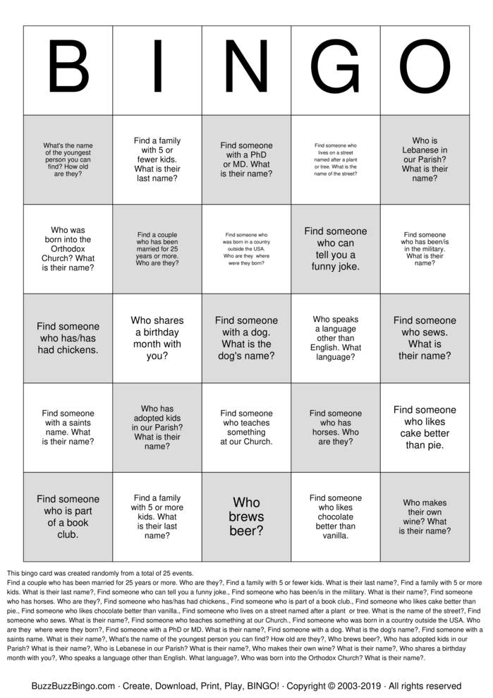 Find Someone Who... Bingo Cards to Download, Print and Customize!