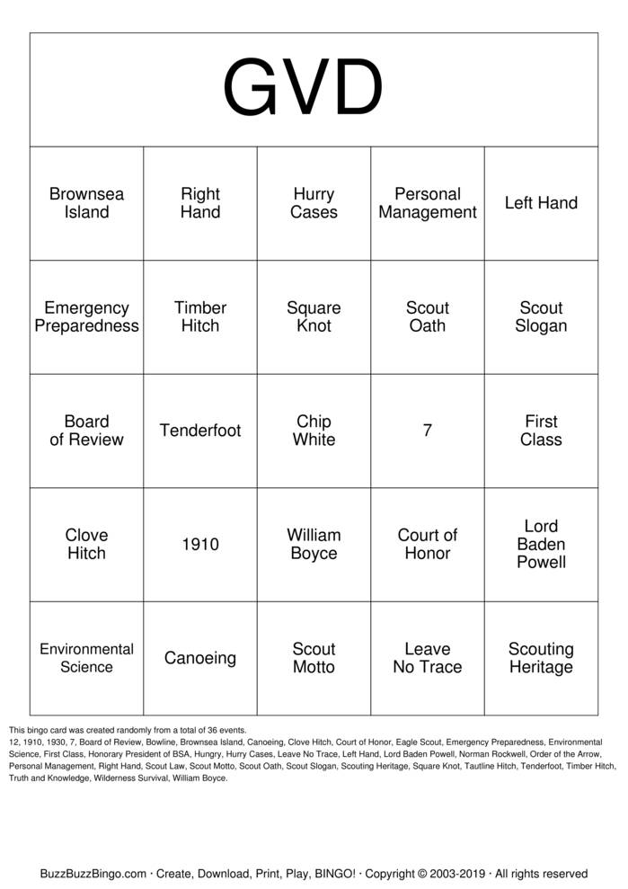 Great Valley District Banquet Bingo Cards to Download, Print and Customize!