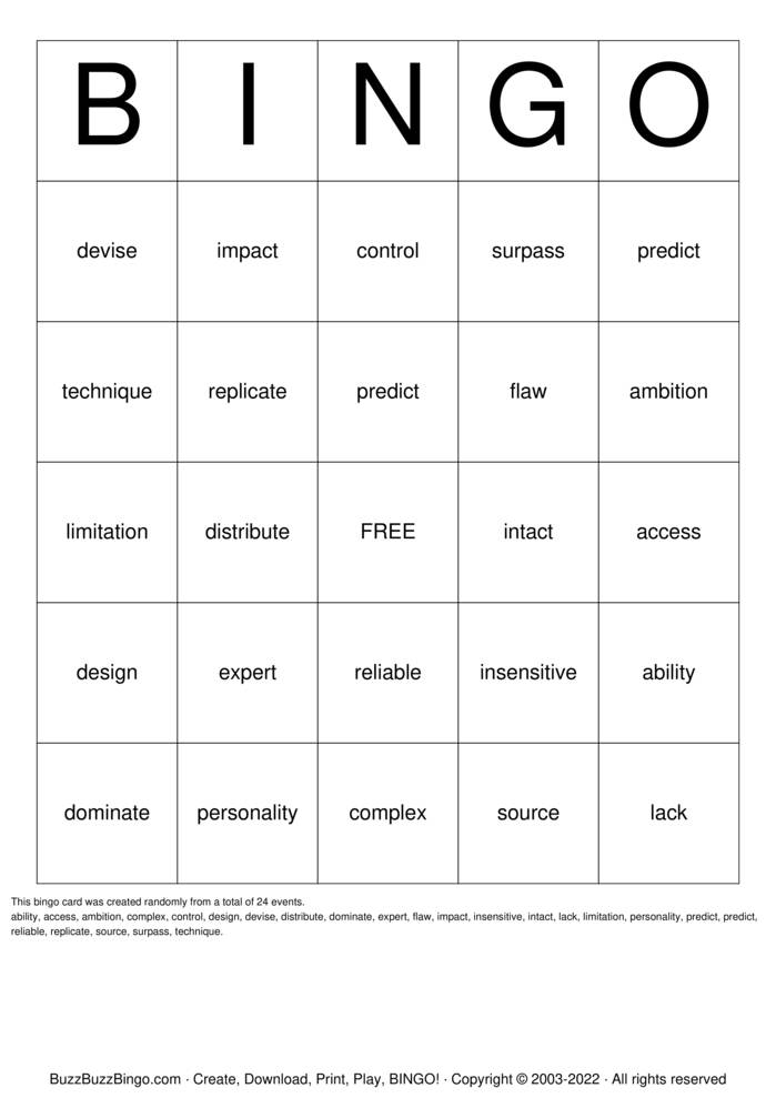 Vocabulary Bingo Cards to Download, Print and Customize!