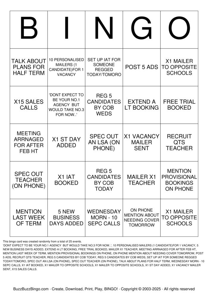 Custom Bingo Cards to Download, Print and Customize!