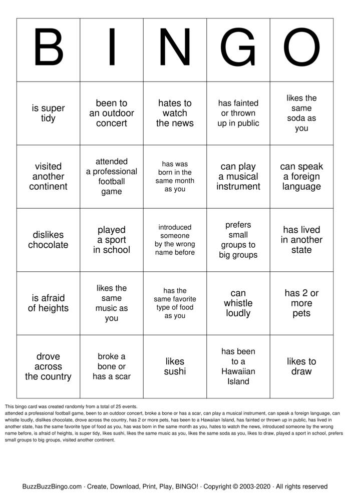 Find Someone Who... Bingo Cards to Download, Print and Customize!