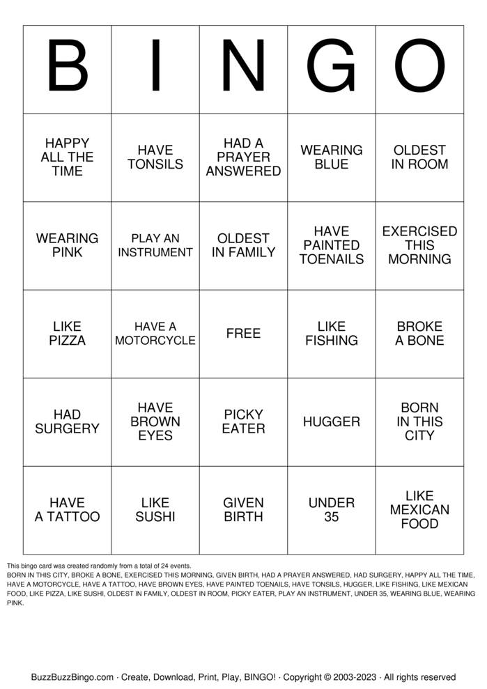 ICE BREAKER Bingo Cards to Download, Print and Customize!