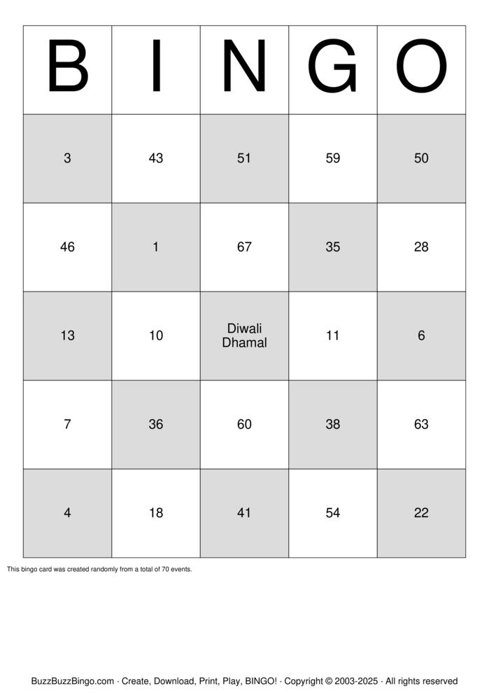 Numbers 1-70 Bingo Cards to Download, Print and Customize!