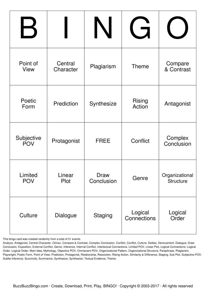 Reading Academic Vocabulary Bingo Cards to Download, Print and Customize!