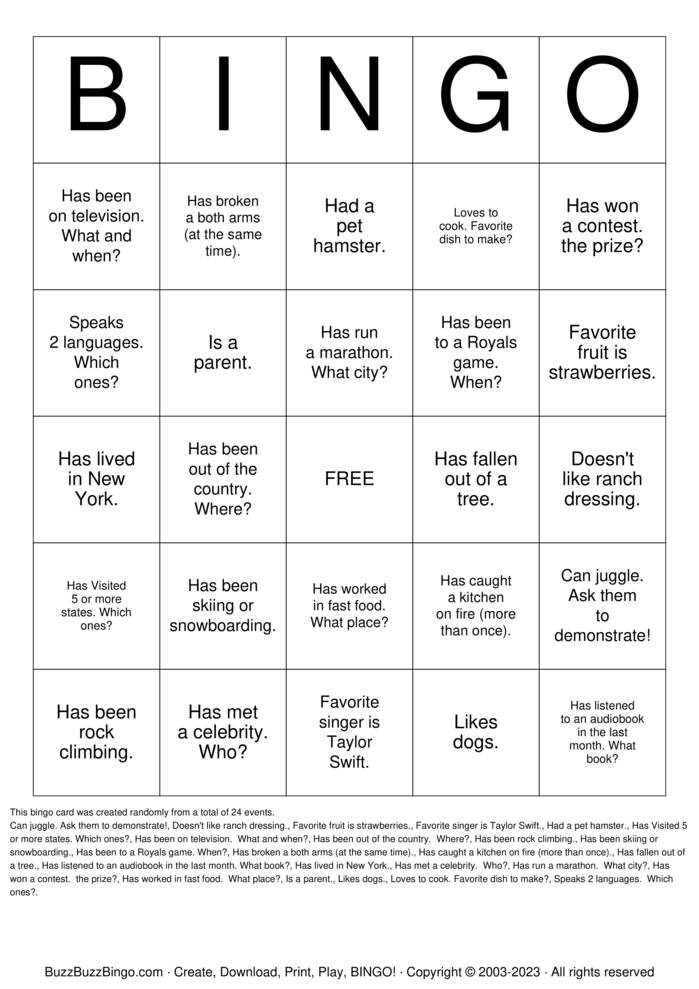 Small Talk Bingo Cards to Download, Print and Customize!