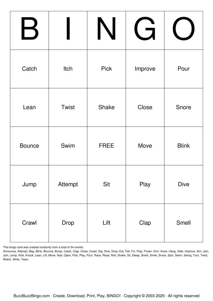 Verbs Bingo Cards to Download, Print and Customize!