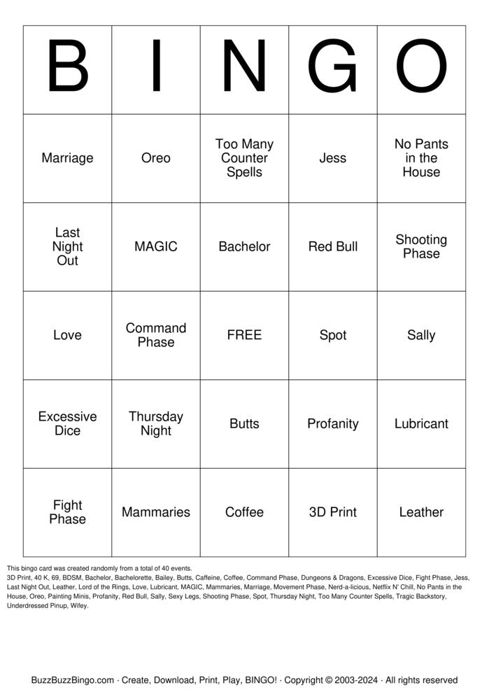 Bachelor Party Bingo Cards to Download, Print and Customize!