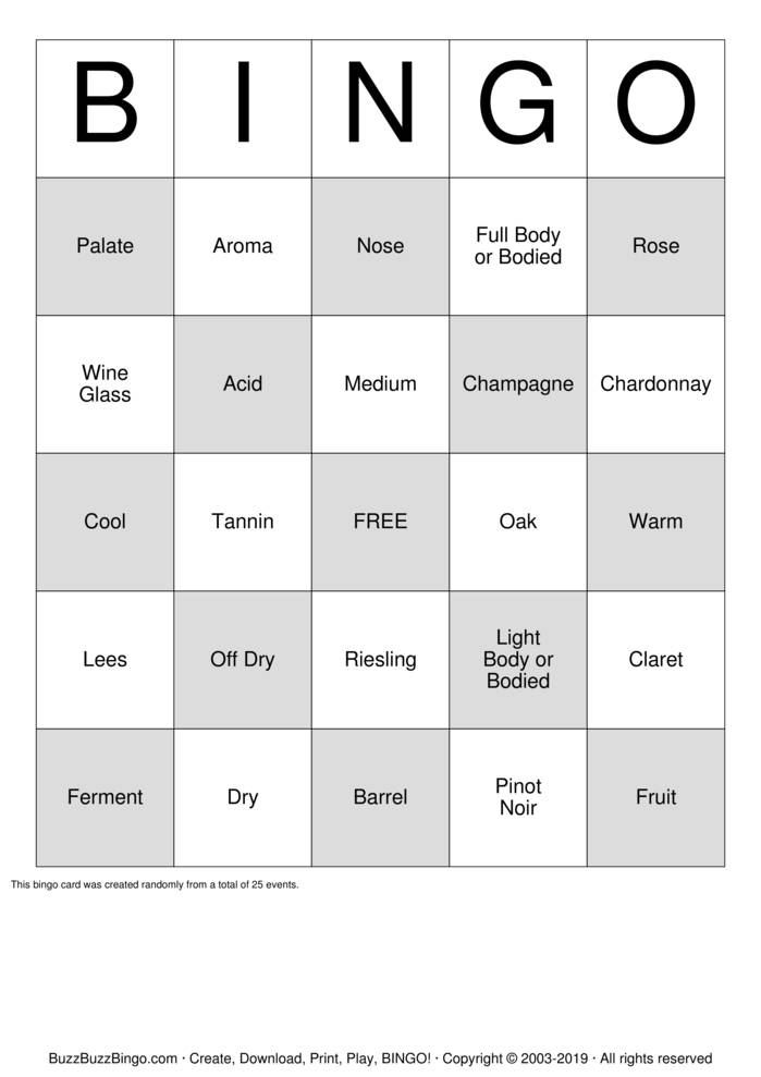 Wine Bingo Cards to Download, Print and Customize!