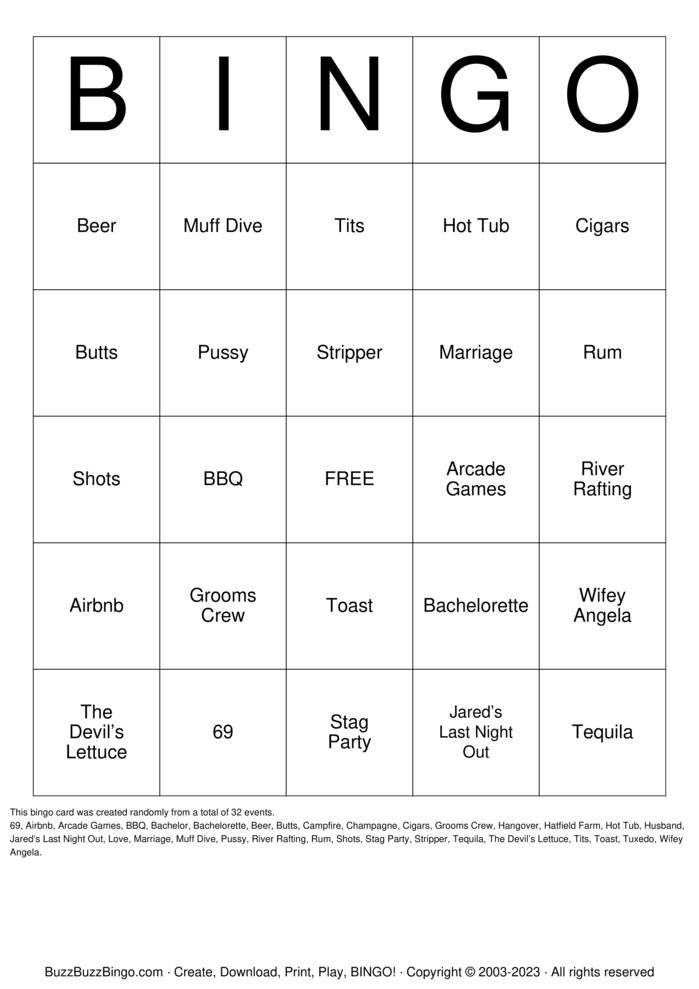 Bachelor Party Bingo Cards to Download, Print and Customize!