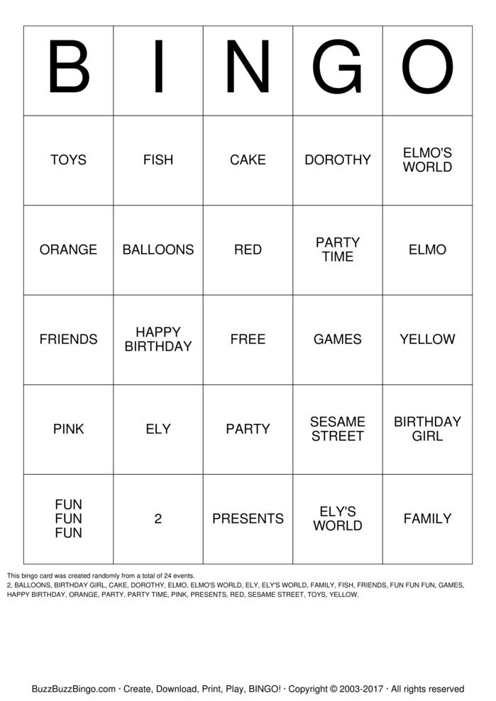 Elmo Bingo Bingo Cards to Download, Print and Customize!