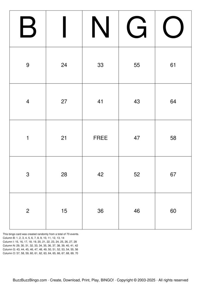 Numbers 1-75 Bingo Cards to Download, Print and Customize!