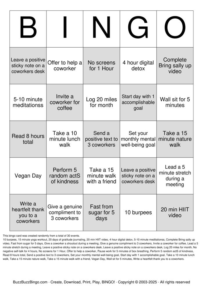 Regional Peak Performance Blackout Bingo Cards to Download, Print and Customize!
