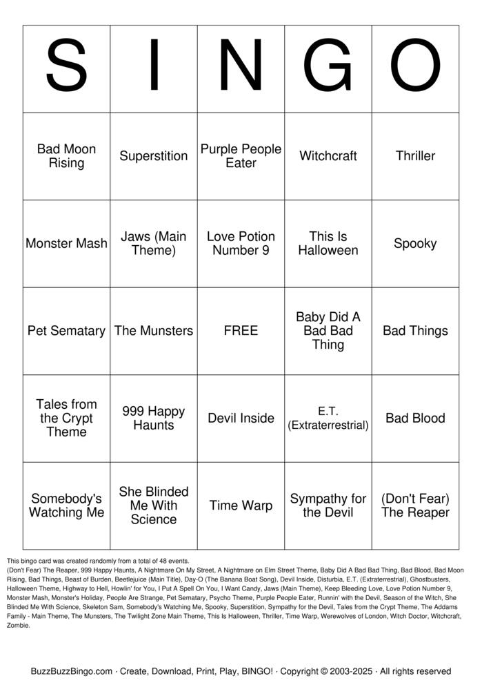SINGO - Halloween Bingo Cards to Download, Print and Customize!
