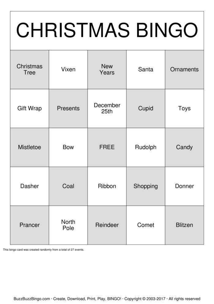 Christmas Bingo Cards to Download, Print and Customize!