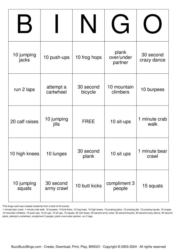 Crossfit Bingo Cards to Download, Print and Customize!