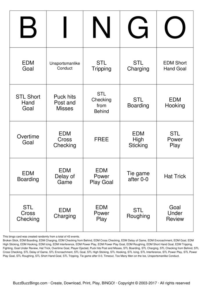 Hockey Bingo Cards to Download, Print and Customize!