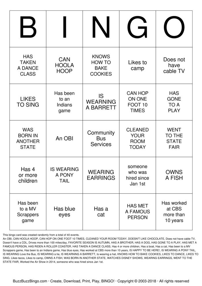 NICE TO MEET YOU Bingo Cards to Download, Print and Customize!