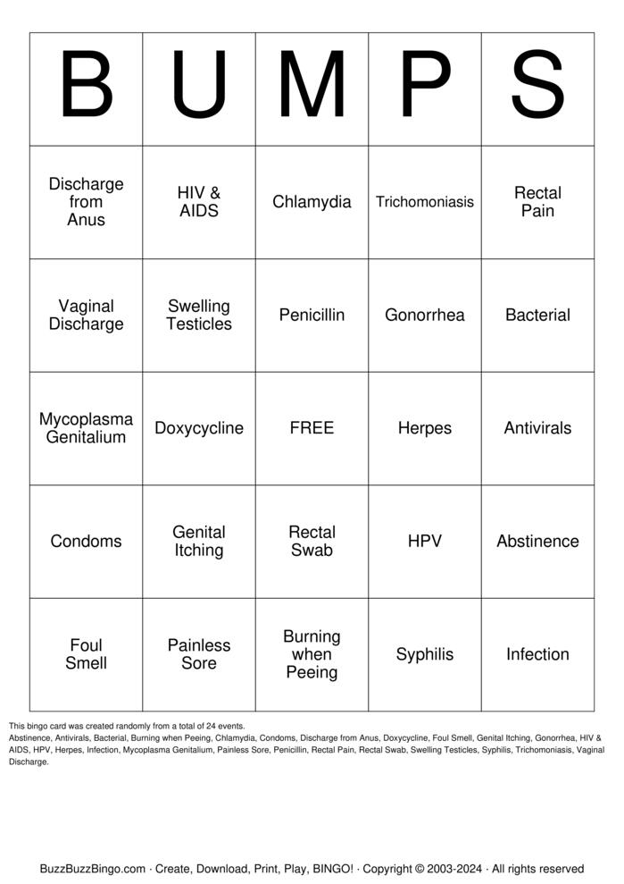 STI Bingo Cards to Download, Print and Customize!