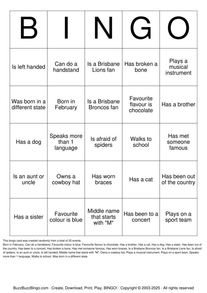 Classmate Bingo Bingo Cards to Download, Print and Customize!