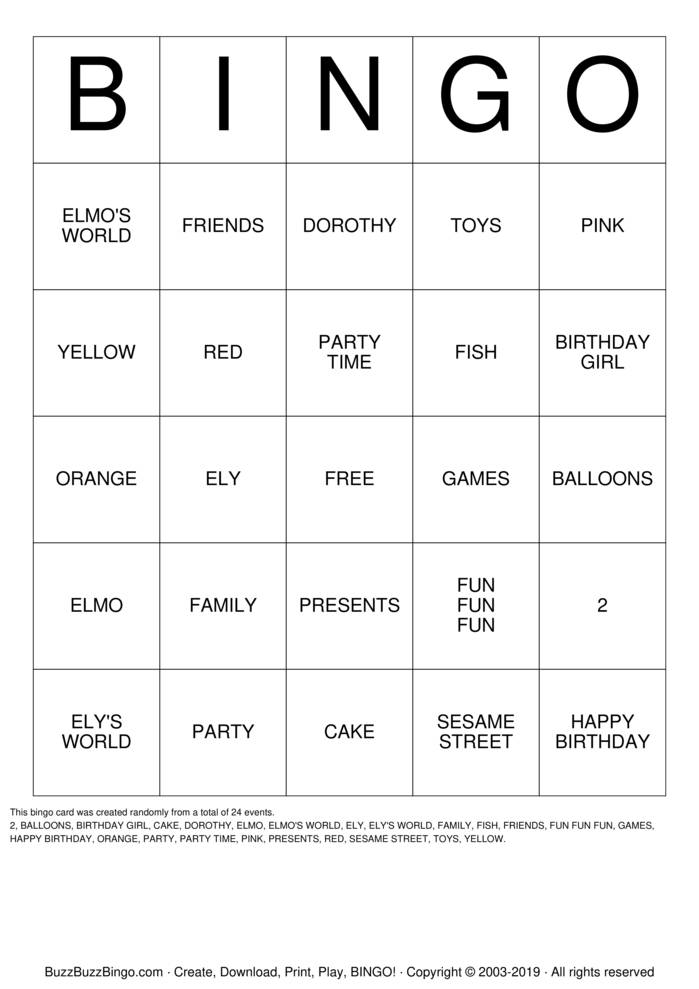 Elmo and Theo's Bingo Bingo Cards to Download, Print and Customize!