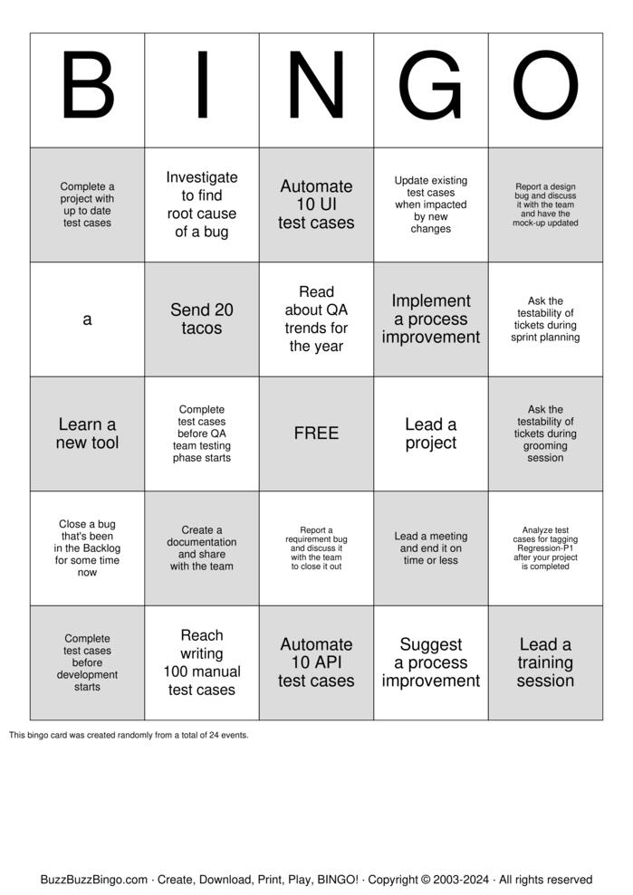 Quality Assurance Bingo Cards to Download, Print and Customize!
