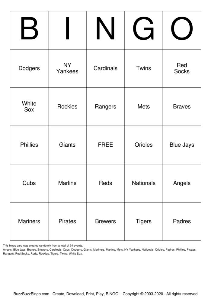 Baseball Bingo Cards to Download, Print and Customize!