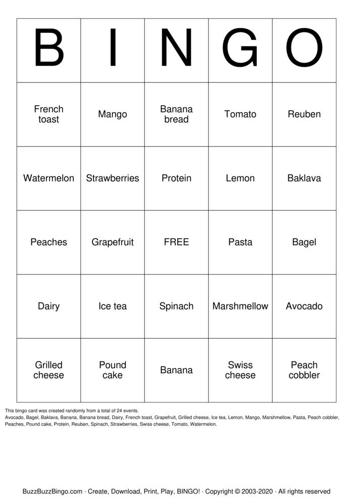 Nutrition Fun with Courtney! Bingo Cards to Download, Print and Customize!