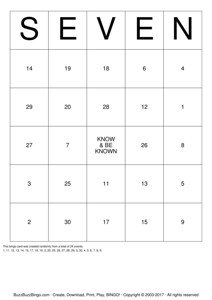 SEVEN Bingo Cards to Download, Print and Customize!
