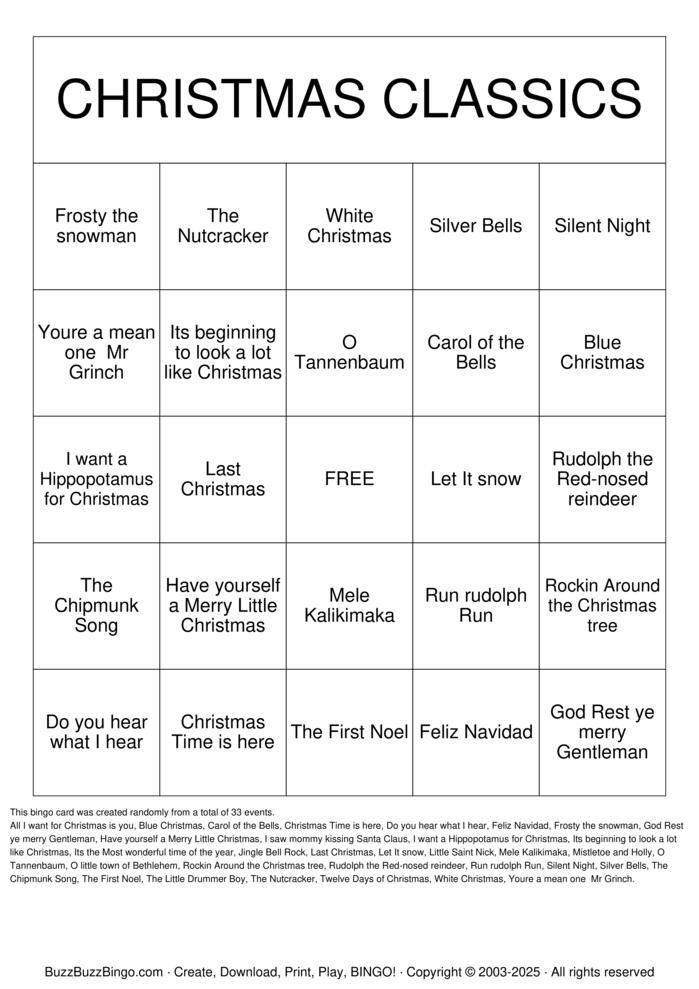 SINGO - CLASSIC Bingo Cards to Download, Print and Customize!