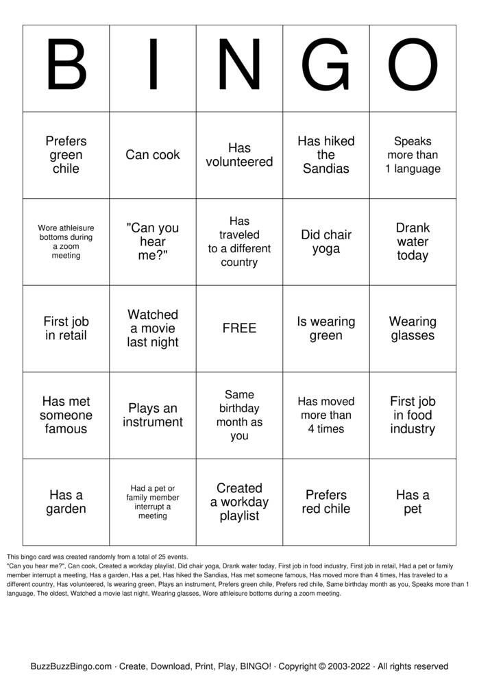Team Building Bingo Cards to Download, Print and Customize!